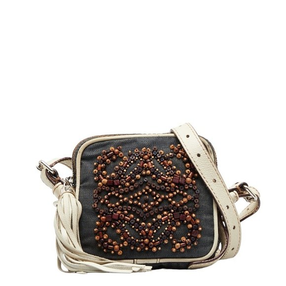 Loewe | Bags | Loewe Anagram Bead Tassel Shoulder Bag Navy White ...
